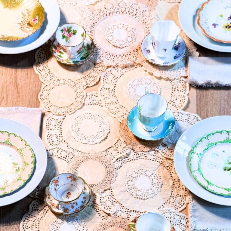 How to Make a DIY Paper Table Runner with Tea-Stained Doilies