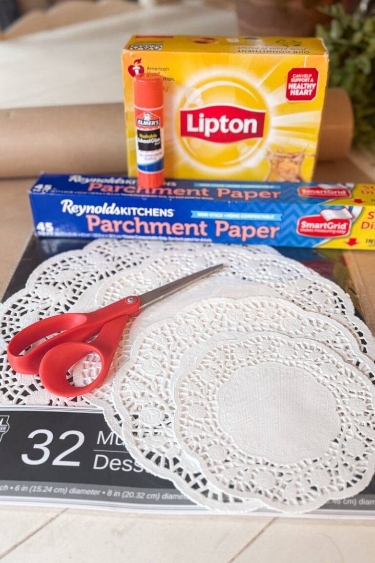 How to Make a DIY Paper Table Runner with Tea-Stained Doilies