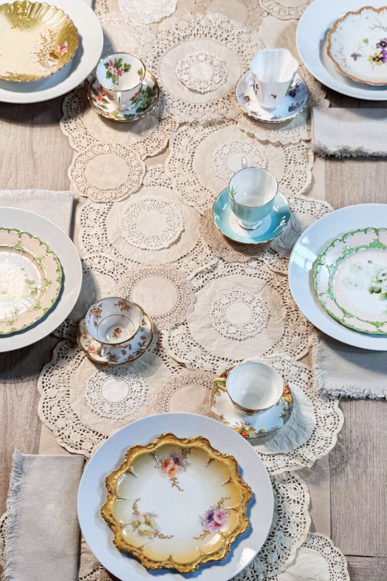 How to Make a DIY Paper Table Runner with Tea-Stained Doilies