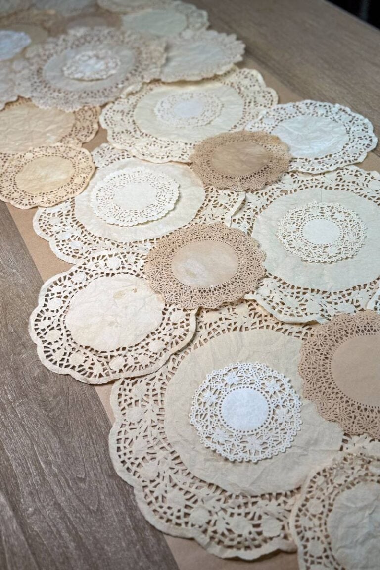 How to Make a DIY Paper Table Runner with Tea-Stained Doilies