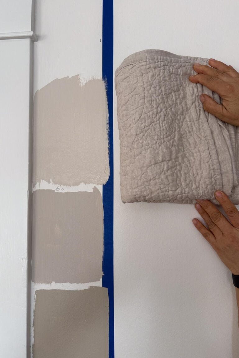 Beautiful Benjamin Moore Smokey Taupe Paint in the Bedroom